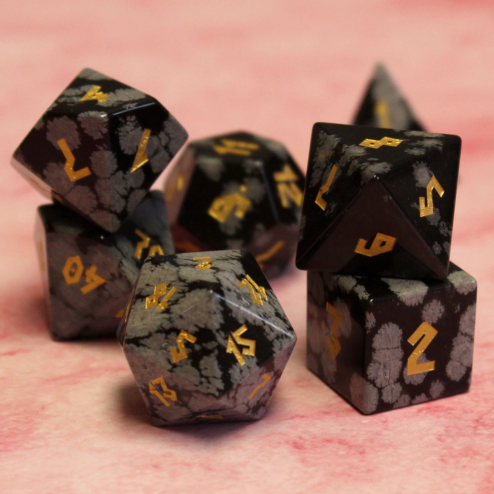 Snowflake Obsidian Dice Set | Semiprecious Gemstone RPG Dice – Dice ...