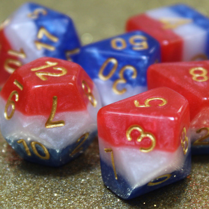 Red, White, & Blue Multicolor Dice Set | Plastic USA Dice for d20 RPG ...
