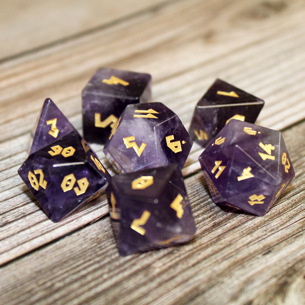 Amethyst Dice Set with Display Box | Semiprecious Gemstone RPG Dice ...