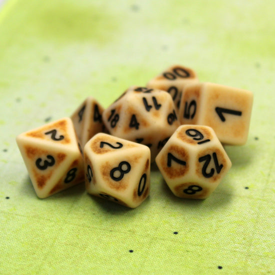 Ancient Bone Brown Polymer Dice Set | Antique Plastic Dice for d20 RPG ...