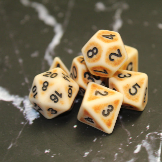 Ancient Bone Brown Polymer Dice Set | Antique Plastic Dice for d20 RPG ...