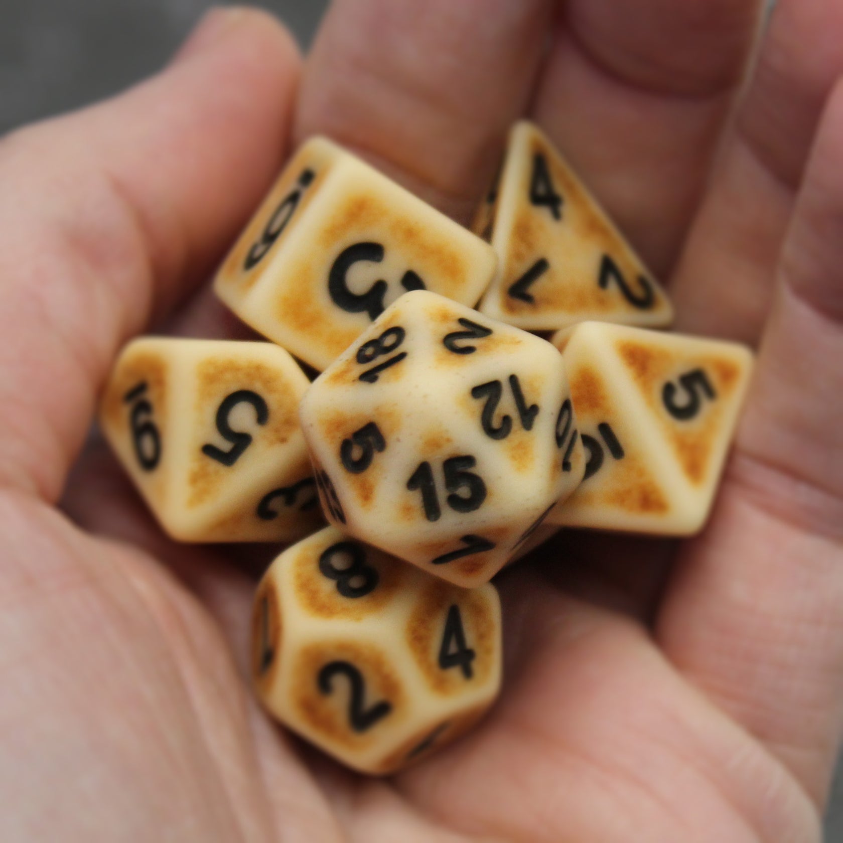 Ancient Bone Brown Polymer Dice Set | Antique Plastic Dice for d20 RPG ...