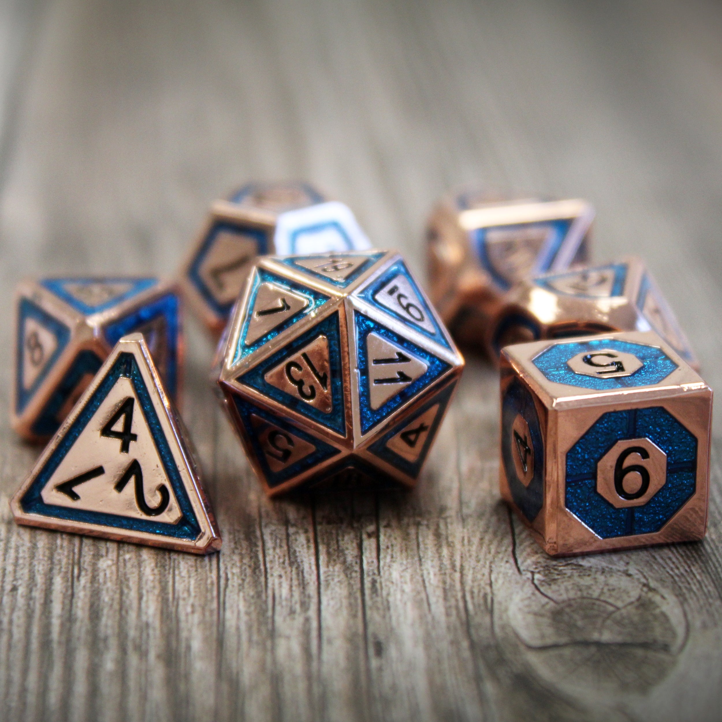 Metal BullsEye Blue Dice Set | Dice for DnD & RPGs – Dice Dungeons